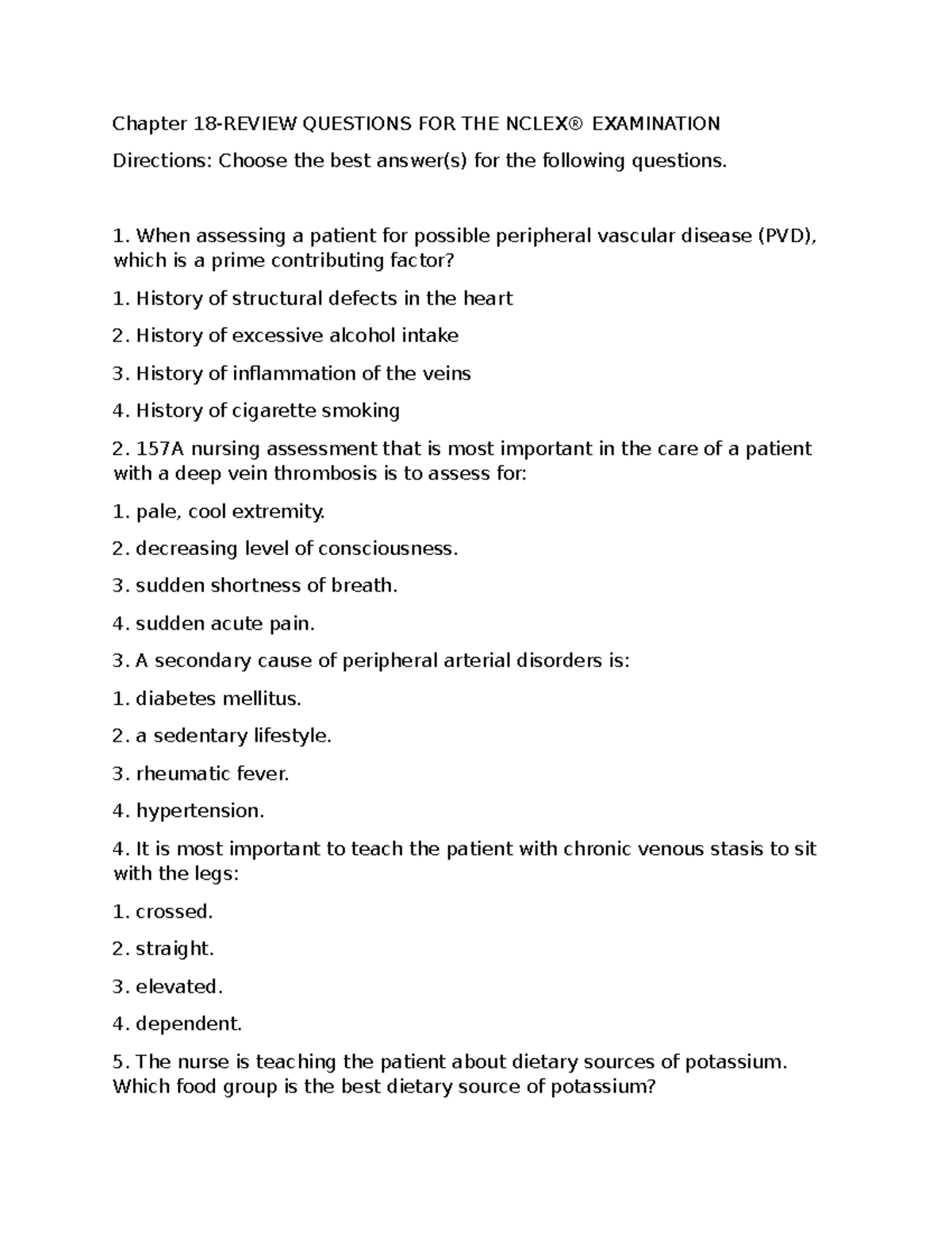 Chapter 18- Review Questions FOR THE Nclex® Examination - Chapter 18 ...