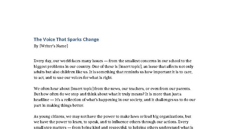 Empowering Voices for Change: A Call to Action - Studocu