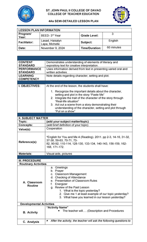 Detailed-Lesson-Plan-1 - Detailed Lesson Plan (DLP) Format DLP No.: Learning Area: Grade Level ...