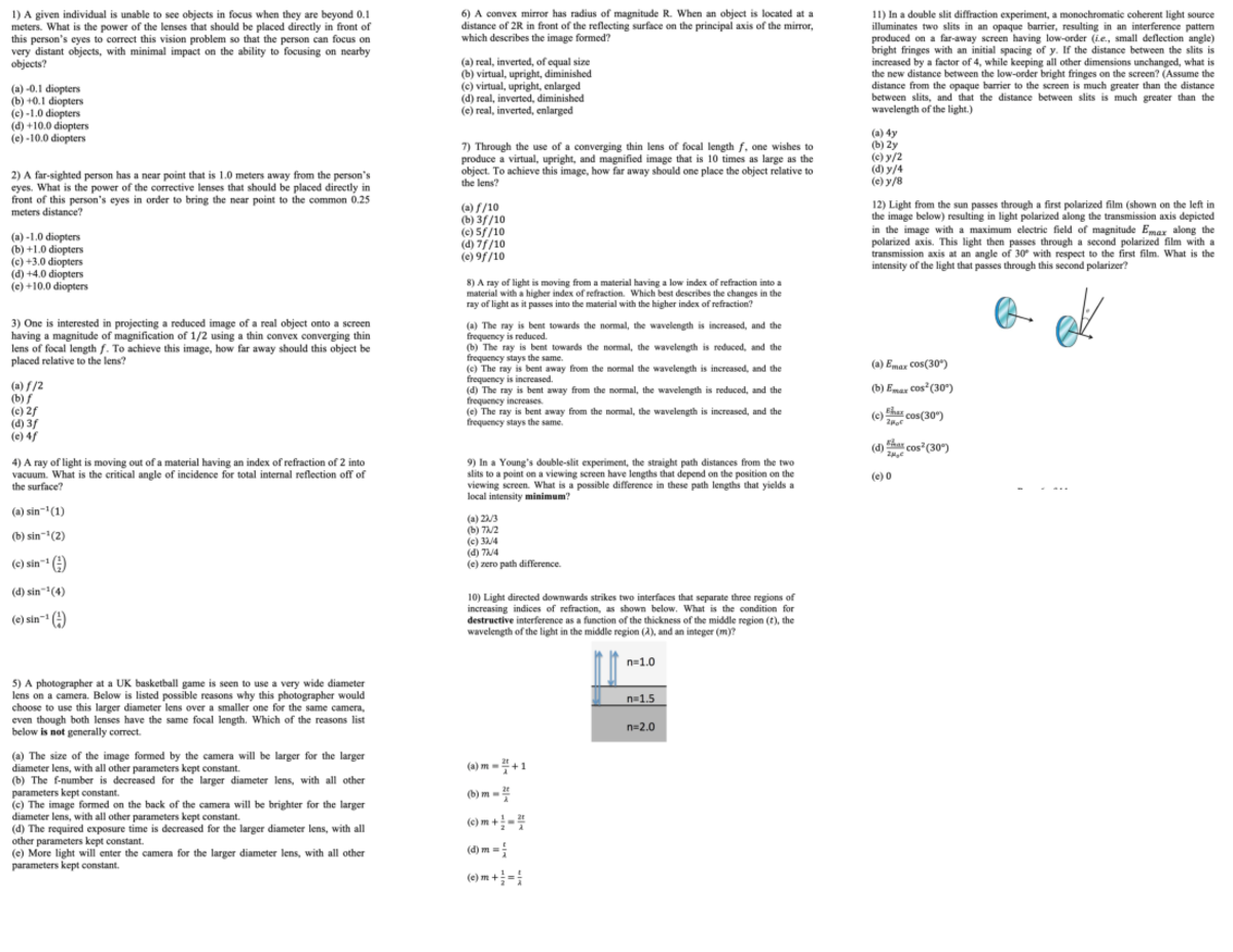 Physics 3 Exam Cheat Sheet Template for Exam Preparation - Studocu
