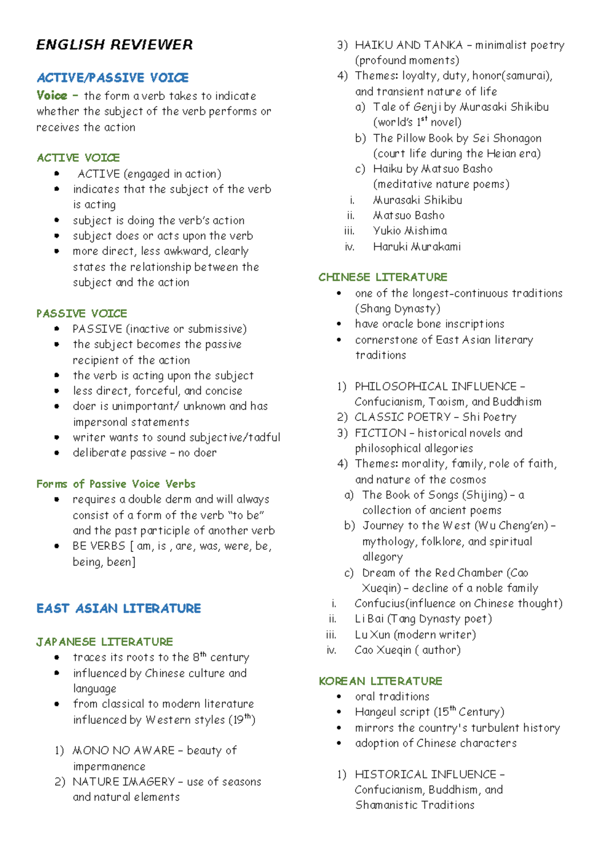 English Reviewer - ikd - ENGLISH REVIEWER ACTIVE/PASSIVE VOICE Voice ...