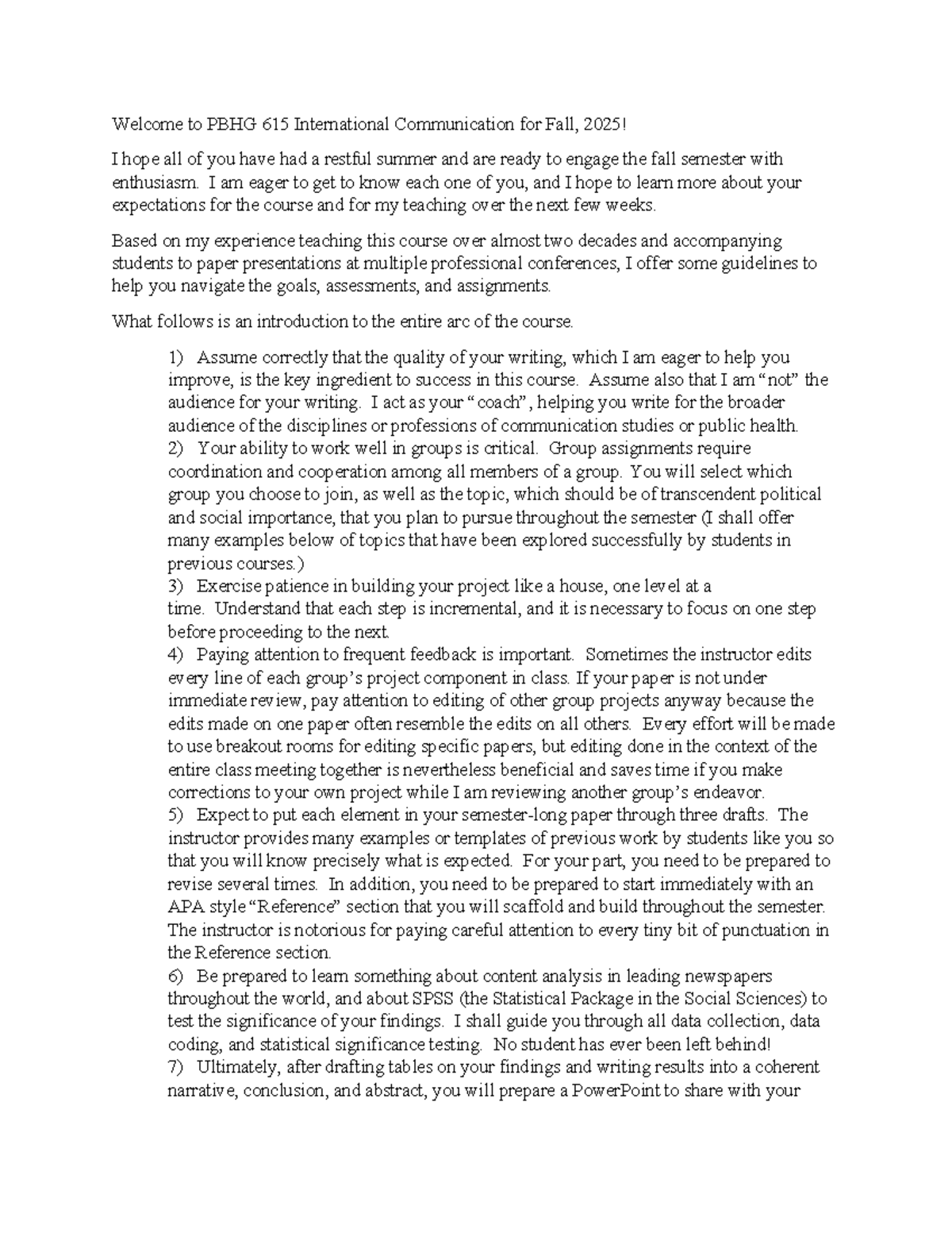 Introduction to PBHG 615: International Communication Fall 2025 - Studocu