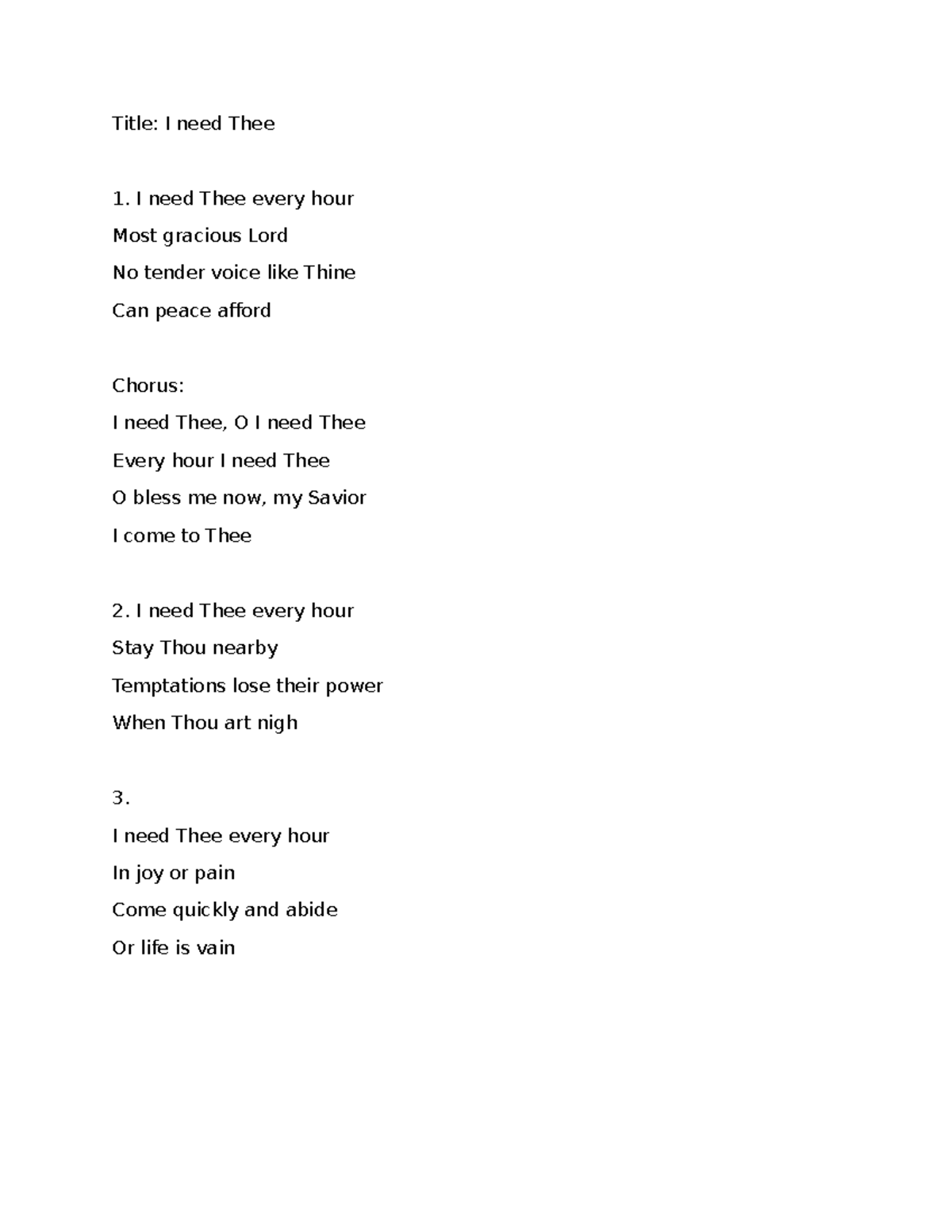 Title: Physics Study Material: I Need Thee Lyrics & Testimony - Studocu