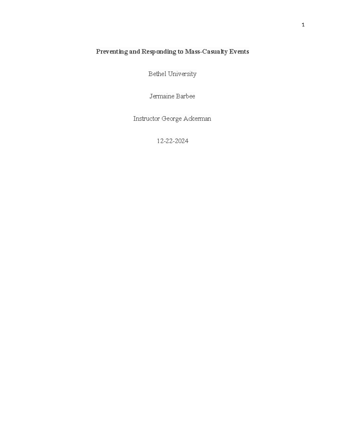 Preventing and Responding to Mass Terrorism: A Comprehensive Analysis ...