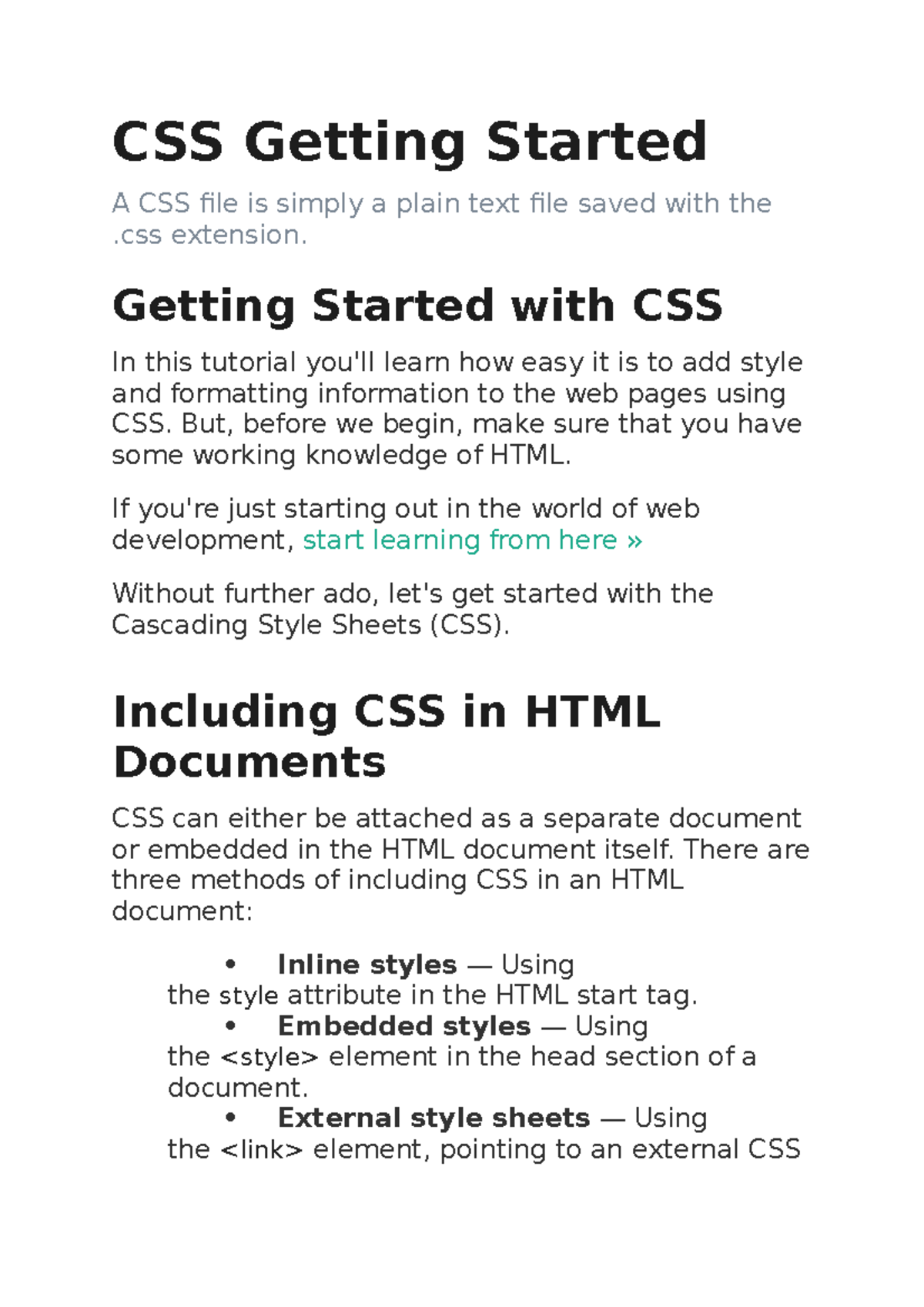 2 - sdf - CSS Getting Started A CSS file is simply a plain text file saved with the .css ...