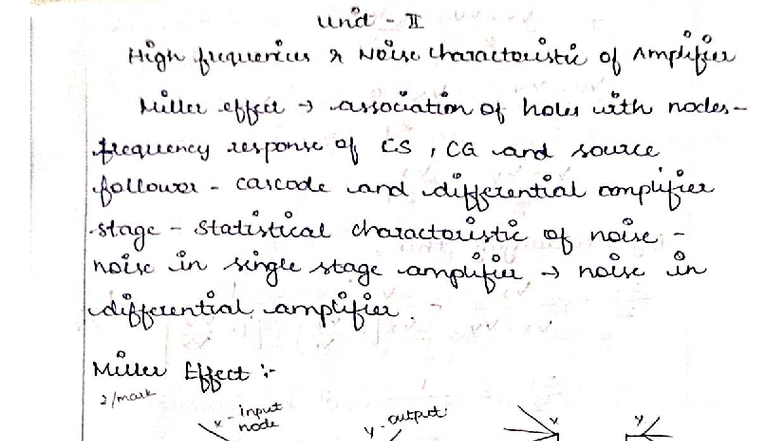 Analog IC [Unit II] - Noise Characteristics and Miller Effect Analysis ...