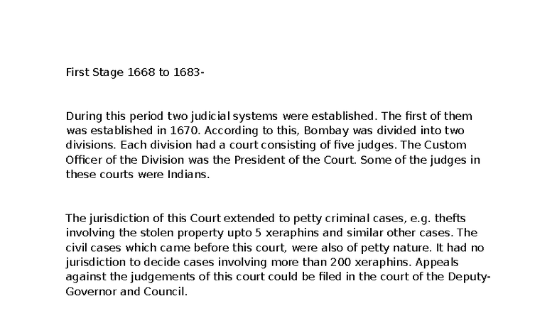 Judicial Systems in Bombay: 1668-1672 Overview (HIST 101) - Studocu