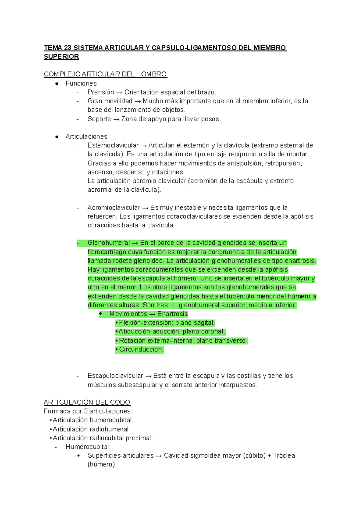 TEMA 23: Sistema Articular y Capsulo-Ligamentoso del Miembro Superior ...