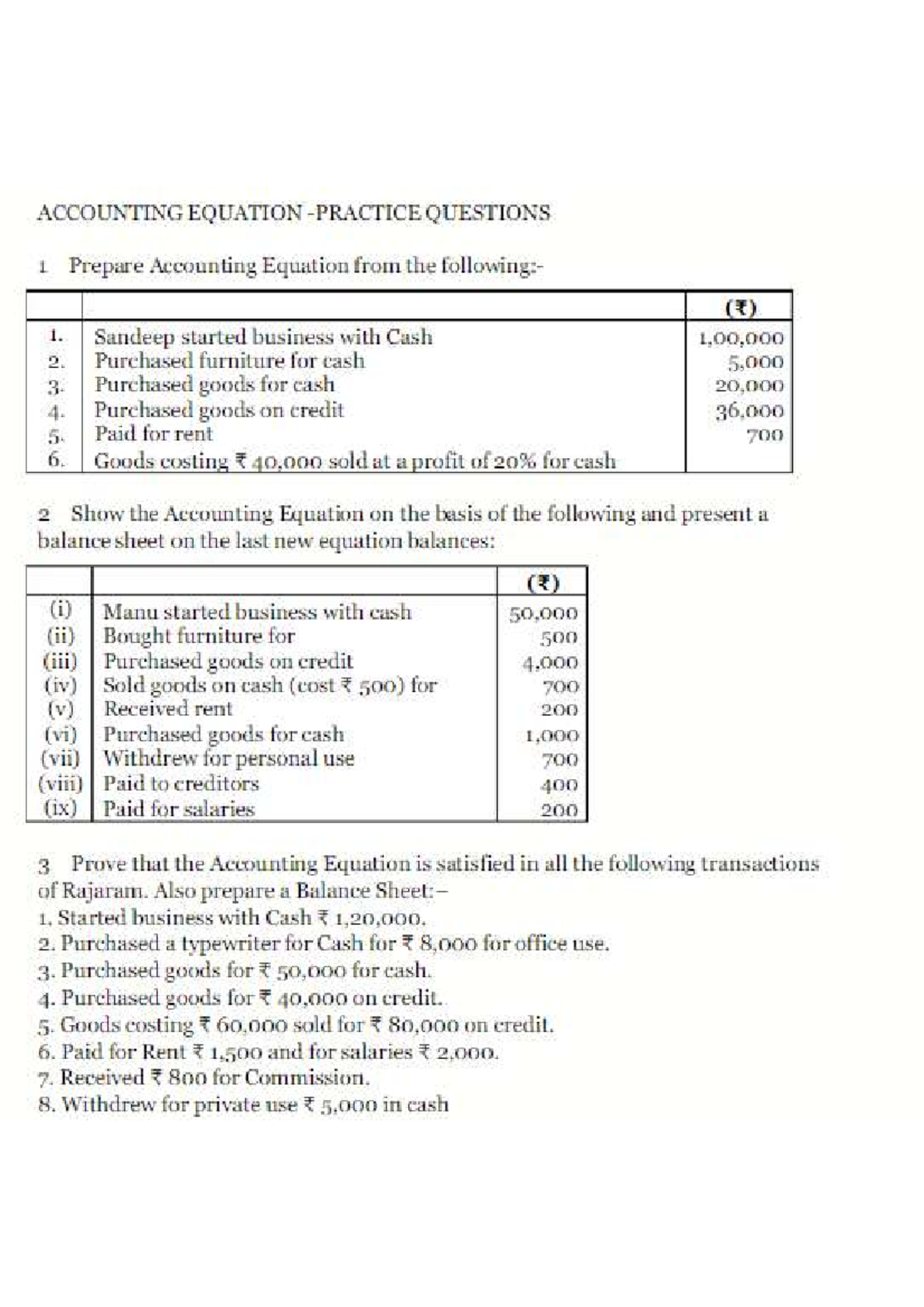ACCOUNTING EQUATION PRACTICE QUESTIONS & BALANCE SHEET - Studocu