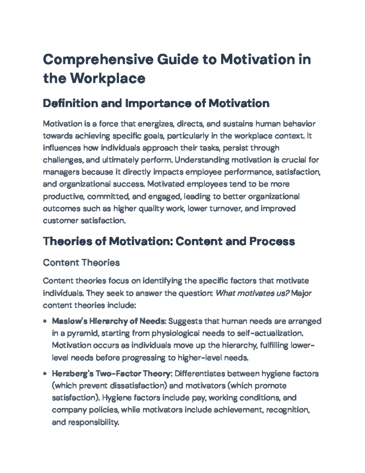 Comprehensive Guide to Workplace Motivation Theories and Strategies ...