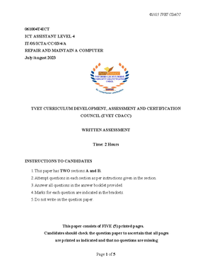 ICT CAT EXAM - revision questions - INTRODUCTION TO INFORMATION ...