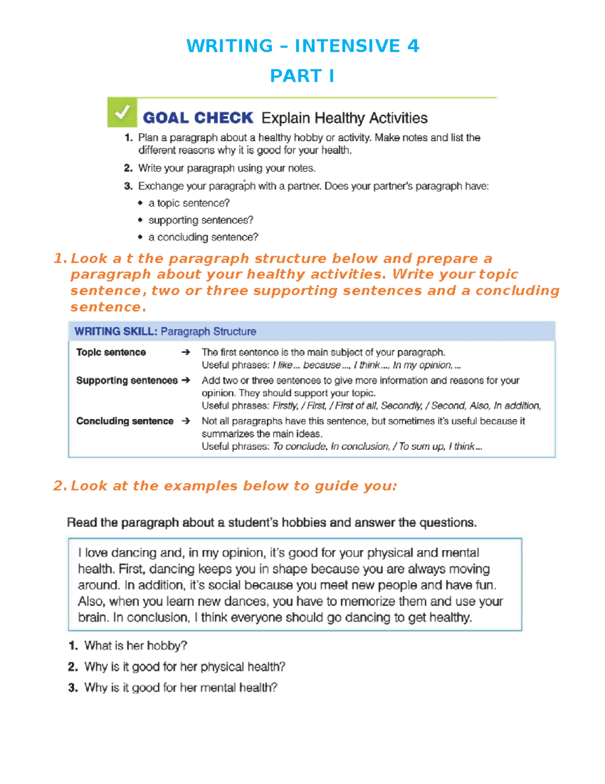 Writing - Intensive 4 April - WRITING – INTENSIVE 4 PART I Look a t the ...