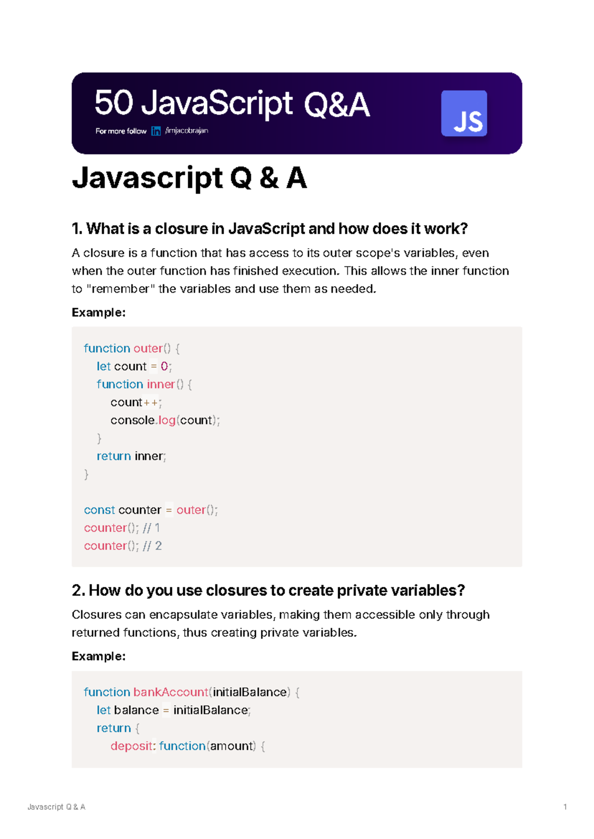 Java Script - This is practical knowledge - Javascript Q & A 1. What is ...