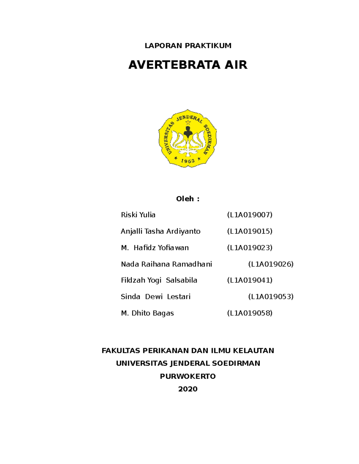 Laporan Praktikum Avertebrata Air (L1A019) - Analisis Makrobenthos ...
