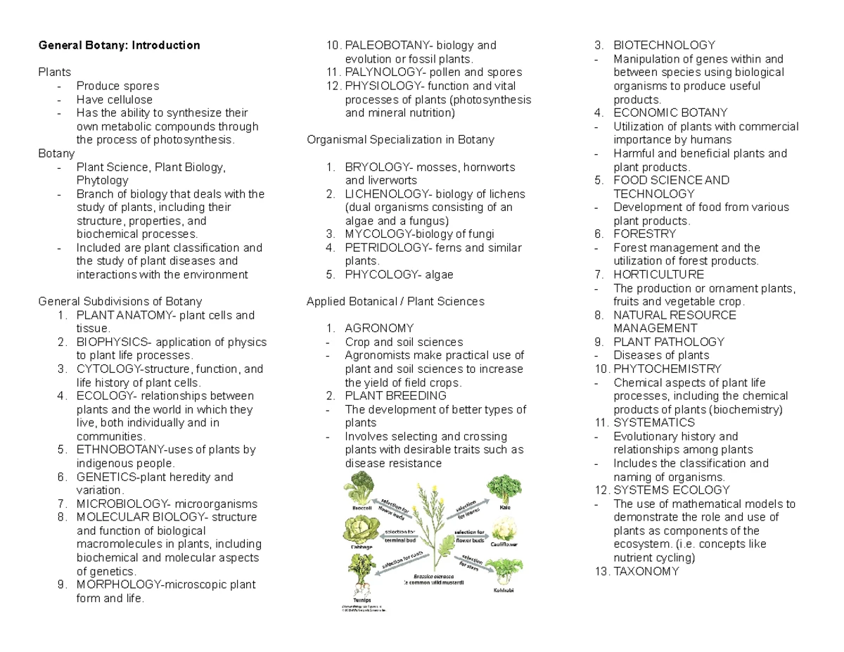 General Botany Notes - General Botany: Introduction Plants - Produce ...