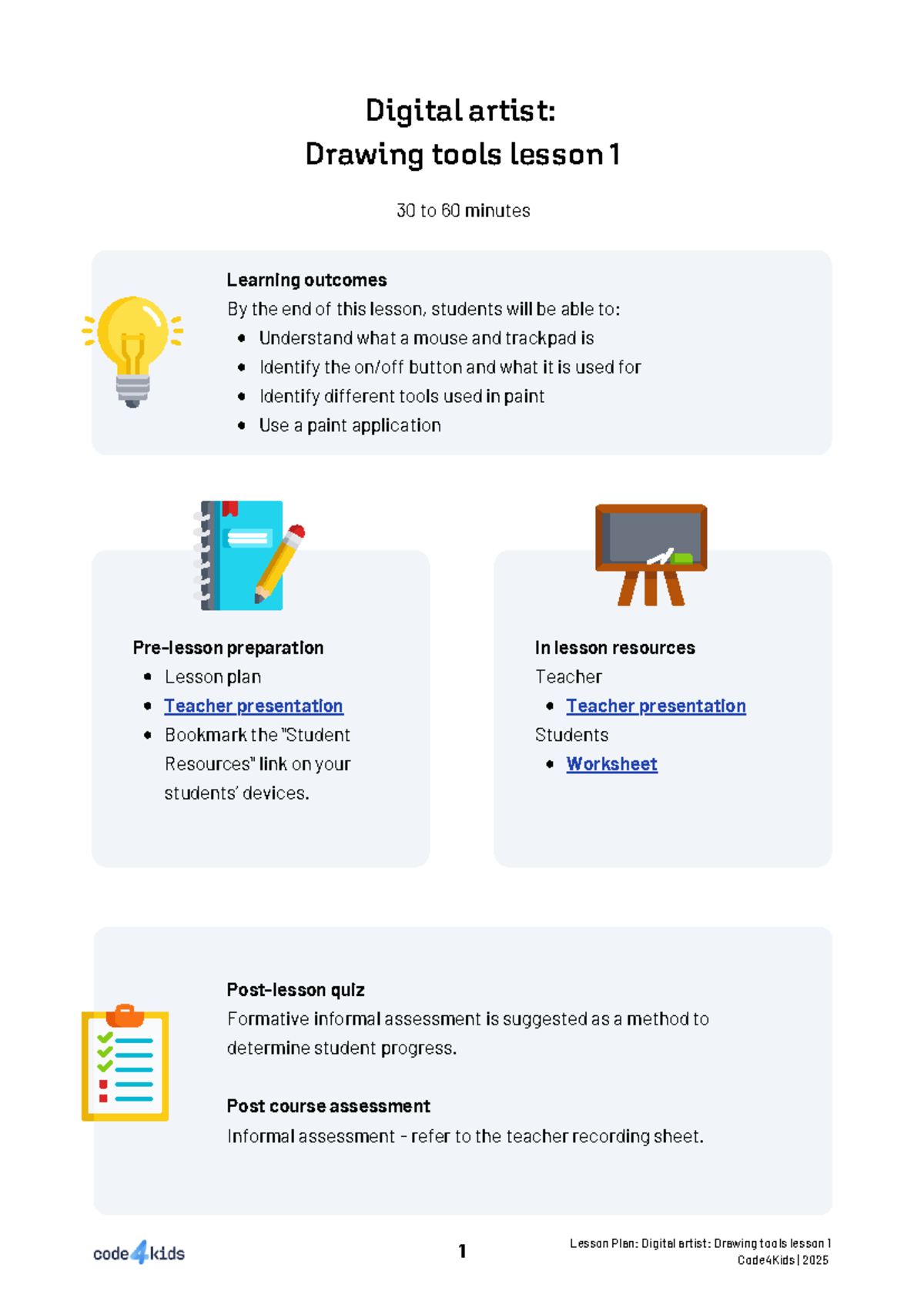 Digital Artist: Drawing Tools Lesson 1 - Code4Kids 2025 - Studocu