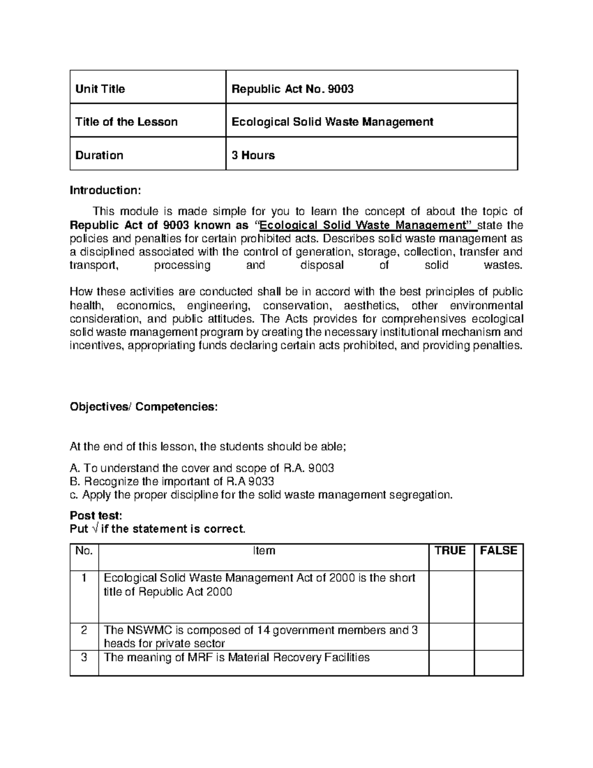 RA 9003: Comprehensive Overview of Ecological Solid Waste Management ...