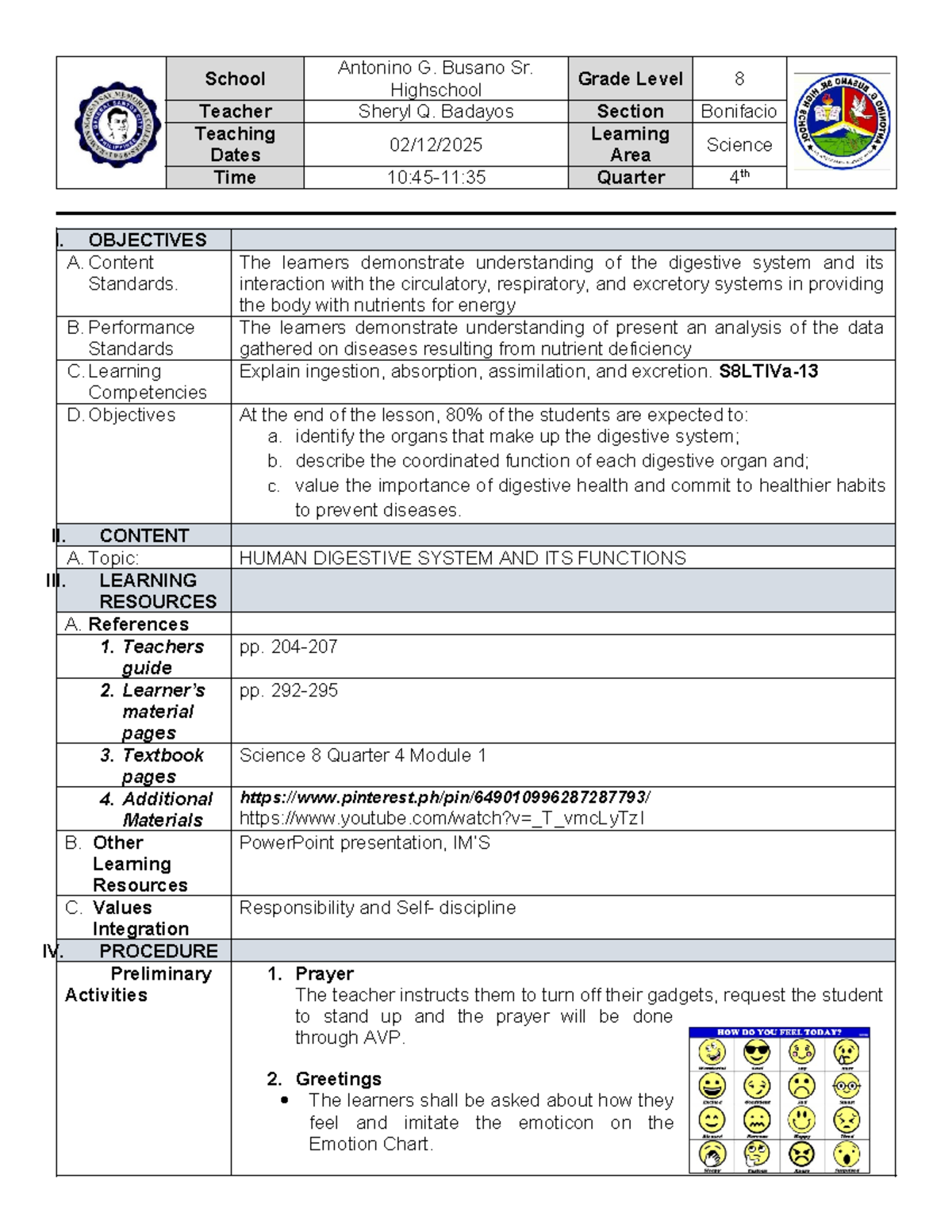 Grade 8 Science Lesson Plan: Meiosis and Its Importance - Studocu