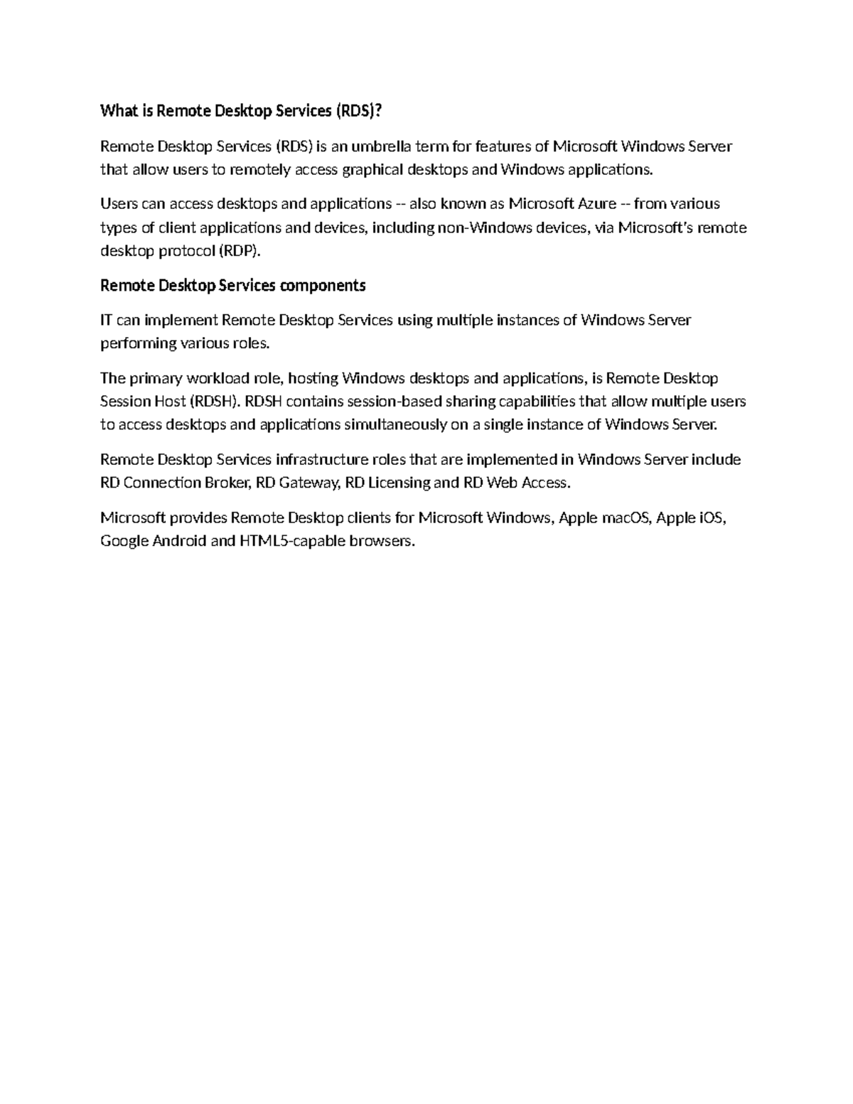 Understanding Remote Desktop Services (RDS) in Windows Server - Studocu
