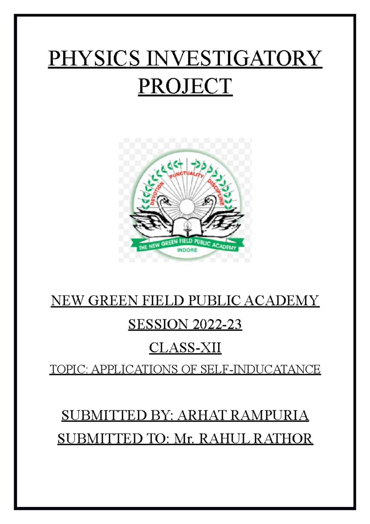 Applications of Self-Inductance: Physics Investigatory Project (Class ...