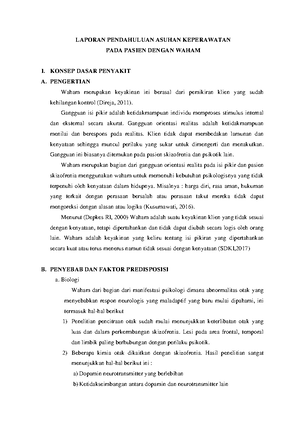 Laporan Pendahuluan Harga Diri Rendah - LAPORAN PENDAHULUAN ASUHAN K EPERAWATAN PASIEN DENGAN ...