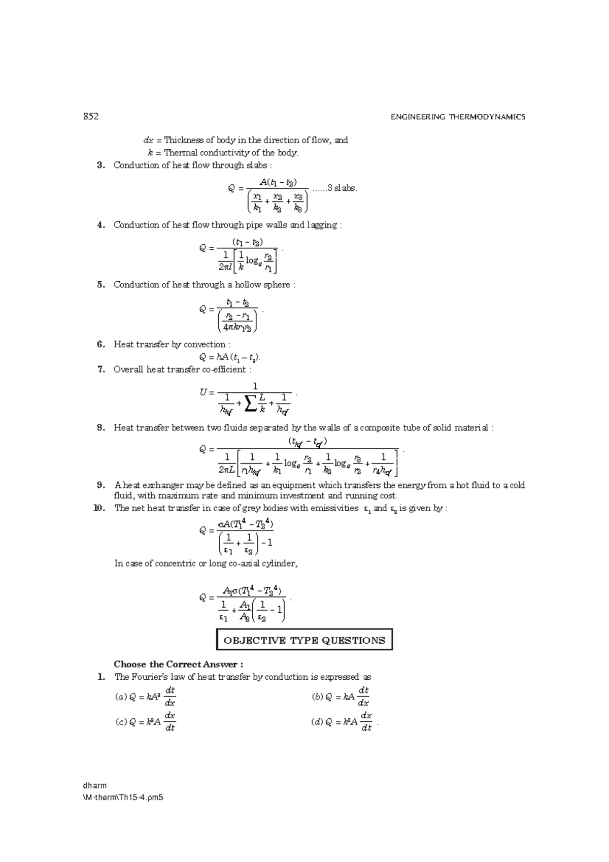 Engineering Thermodynamics (852 3) - Heat Transfer Concepts and Q&A ...