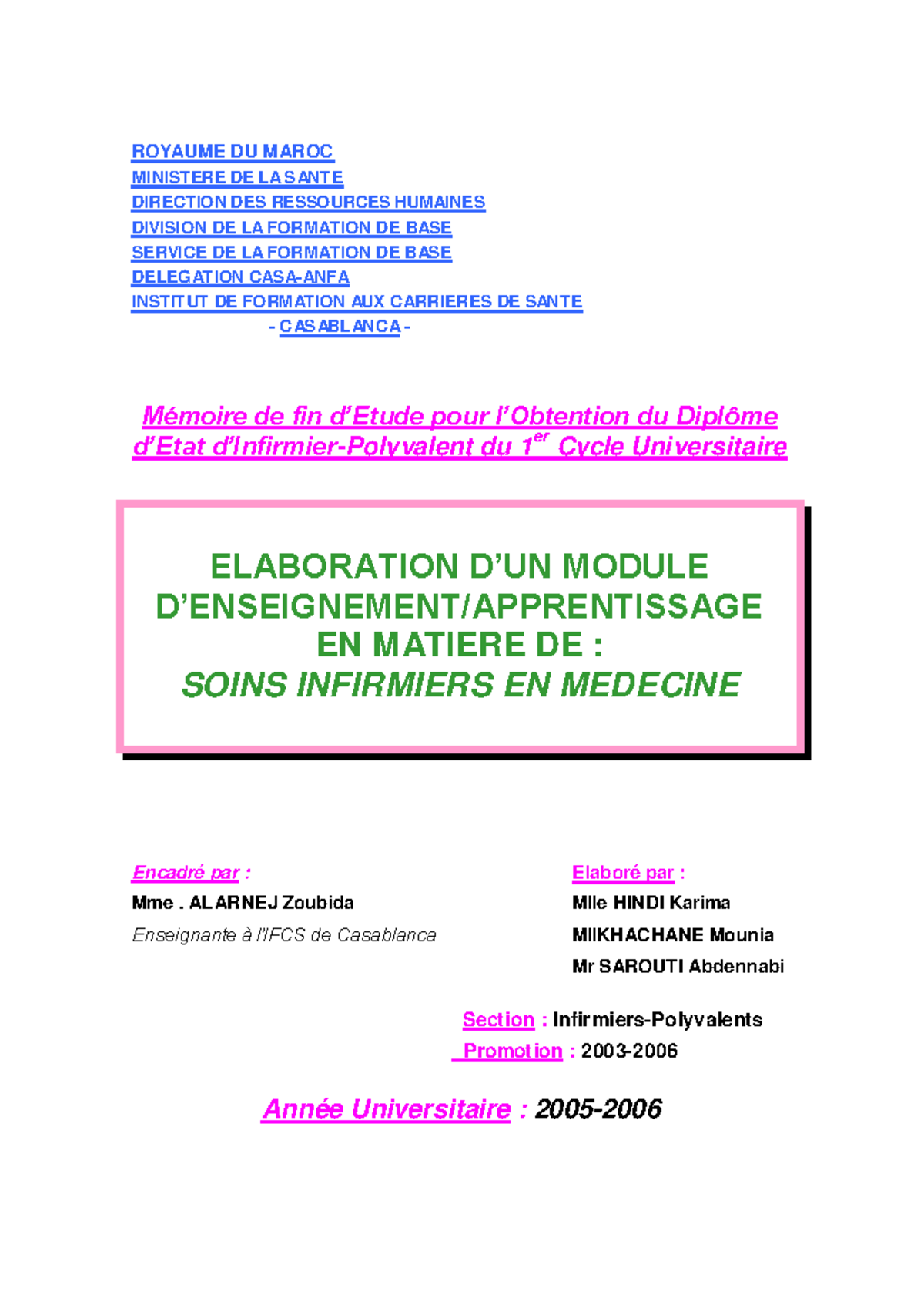 SI en Médecine - Élaboration d'un Module d'Enseignement/Apprentissage ...