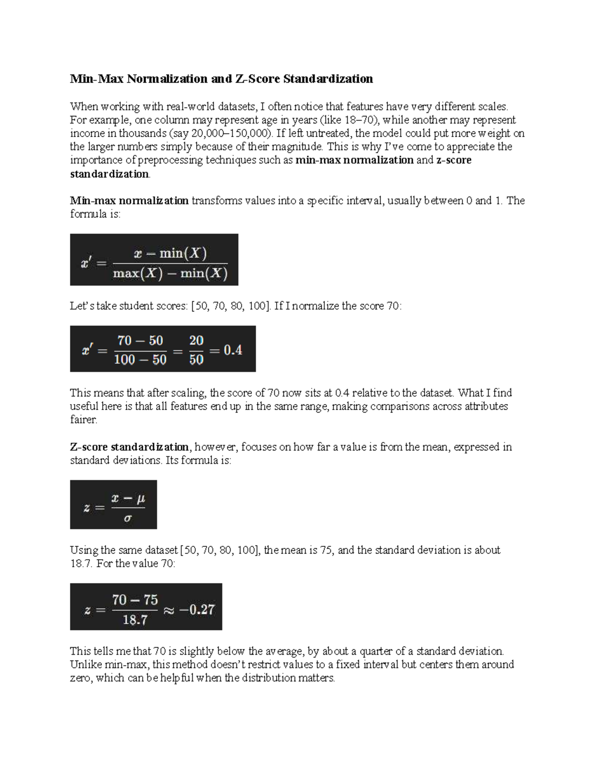 Normalization and Standardization - Discussion Unit 4 - Studocu
