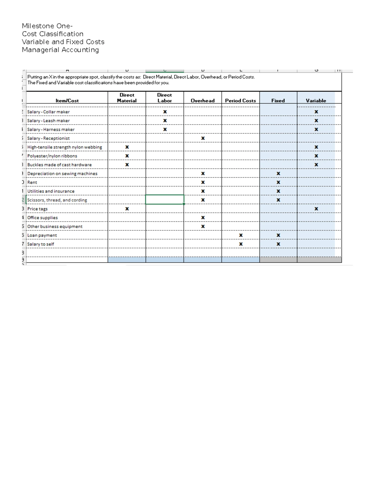 ACC 202 Milestone 1 - Cost Classification Overview - Studocu