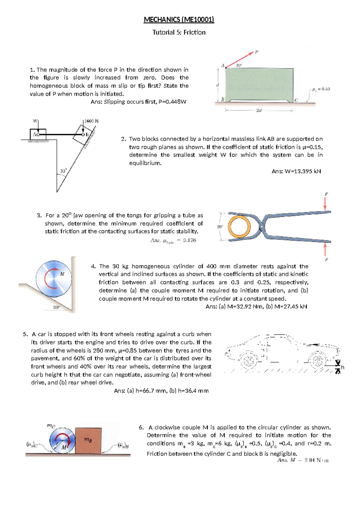 Tutorial 5-2020 - Practice Materials for Basic Engineering Mechanics ...