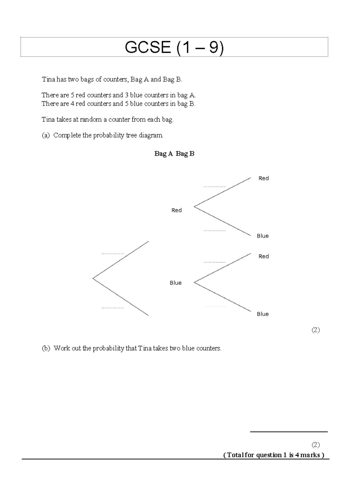 GCSE Probability Questions and Tree Diagrams for Exam Prep - Studocu