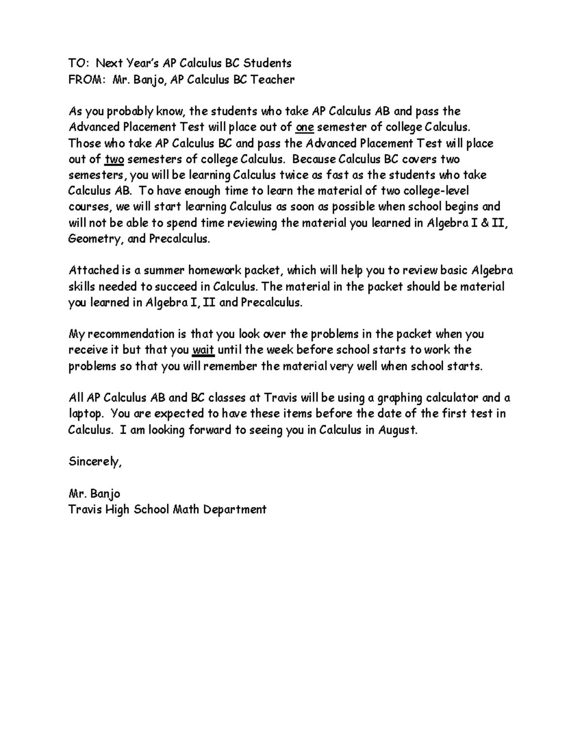 AP Calculus BC Summer Homework & Study Guide - Studocu