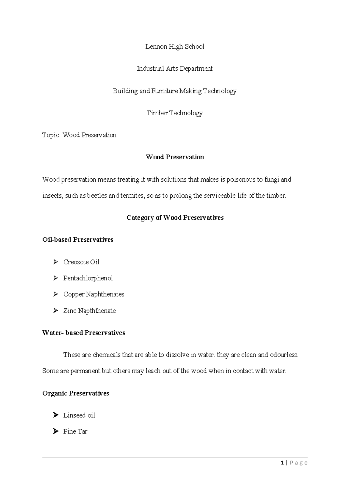 Wood Preservation Techniques - Grade 10 Industrial Arts Tutorial - Studocu