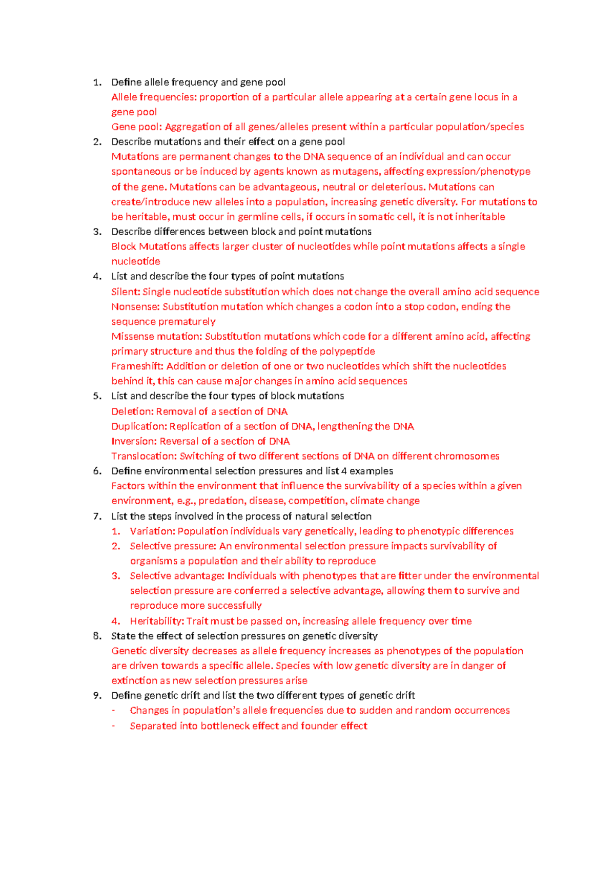 Evolution: Allele Frequencies, Mutations, and Natural Selection ...