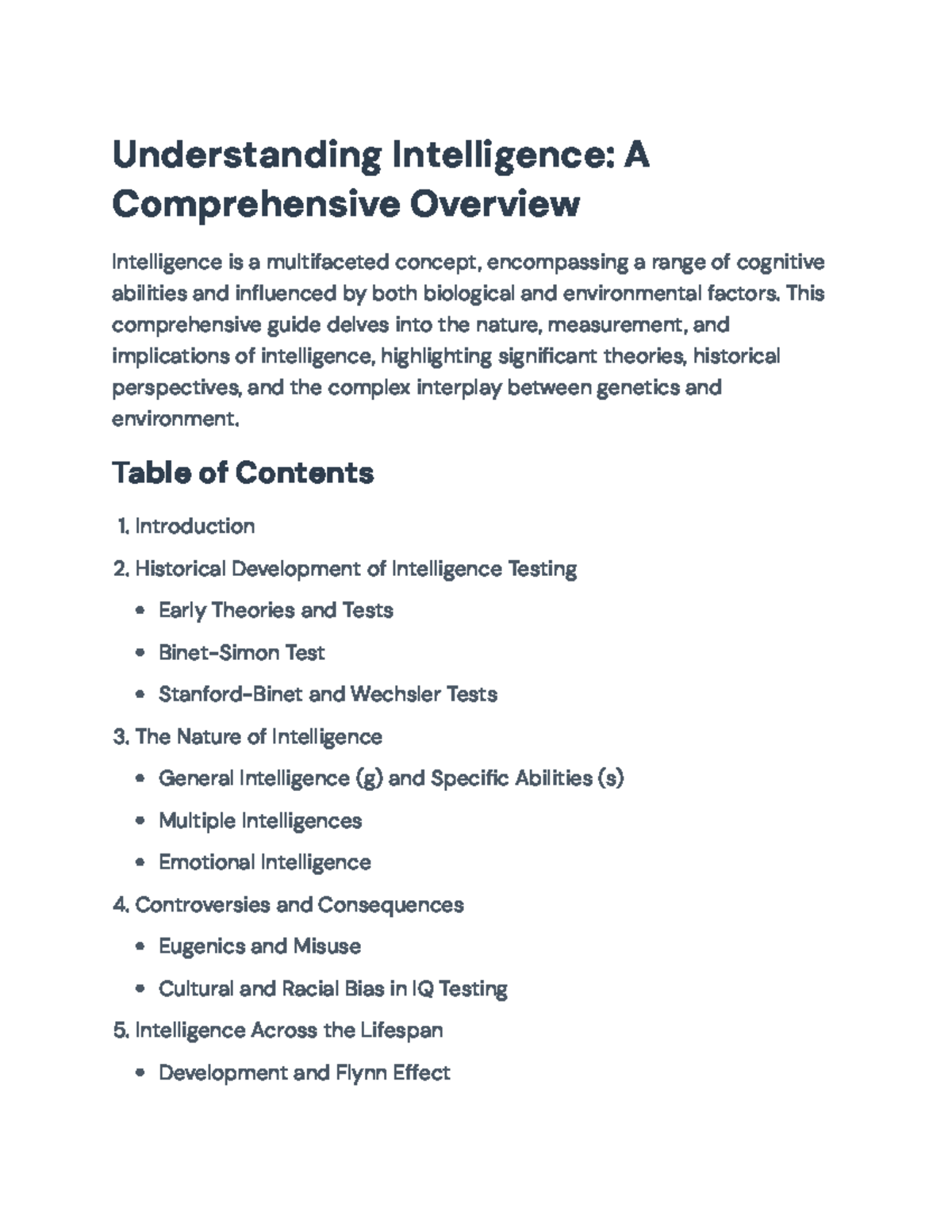 Comprehensive Overview of Intelligence: Theories & Testing Insights ...