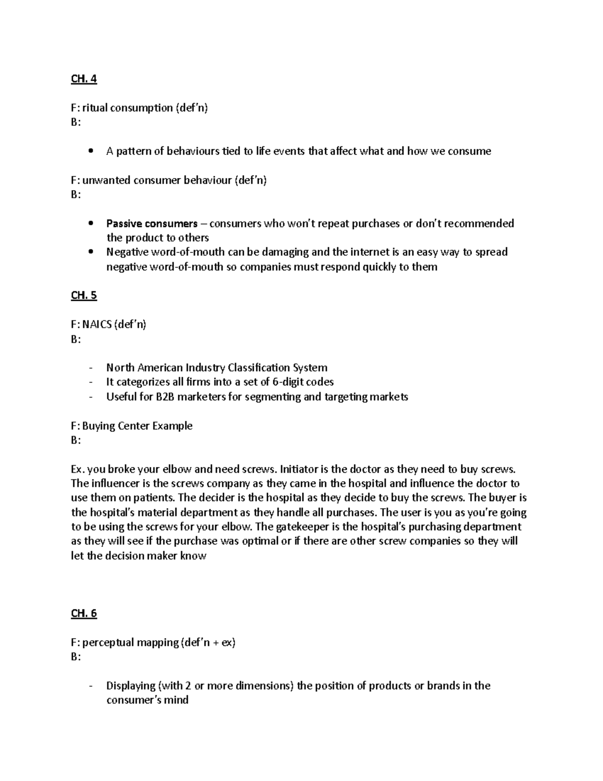 Additional Notes - CH. 4 F: ritual consumption (def’n) B: A pattern of ...