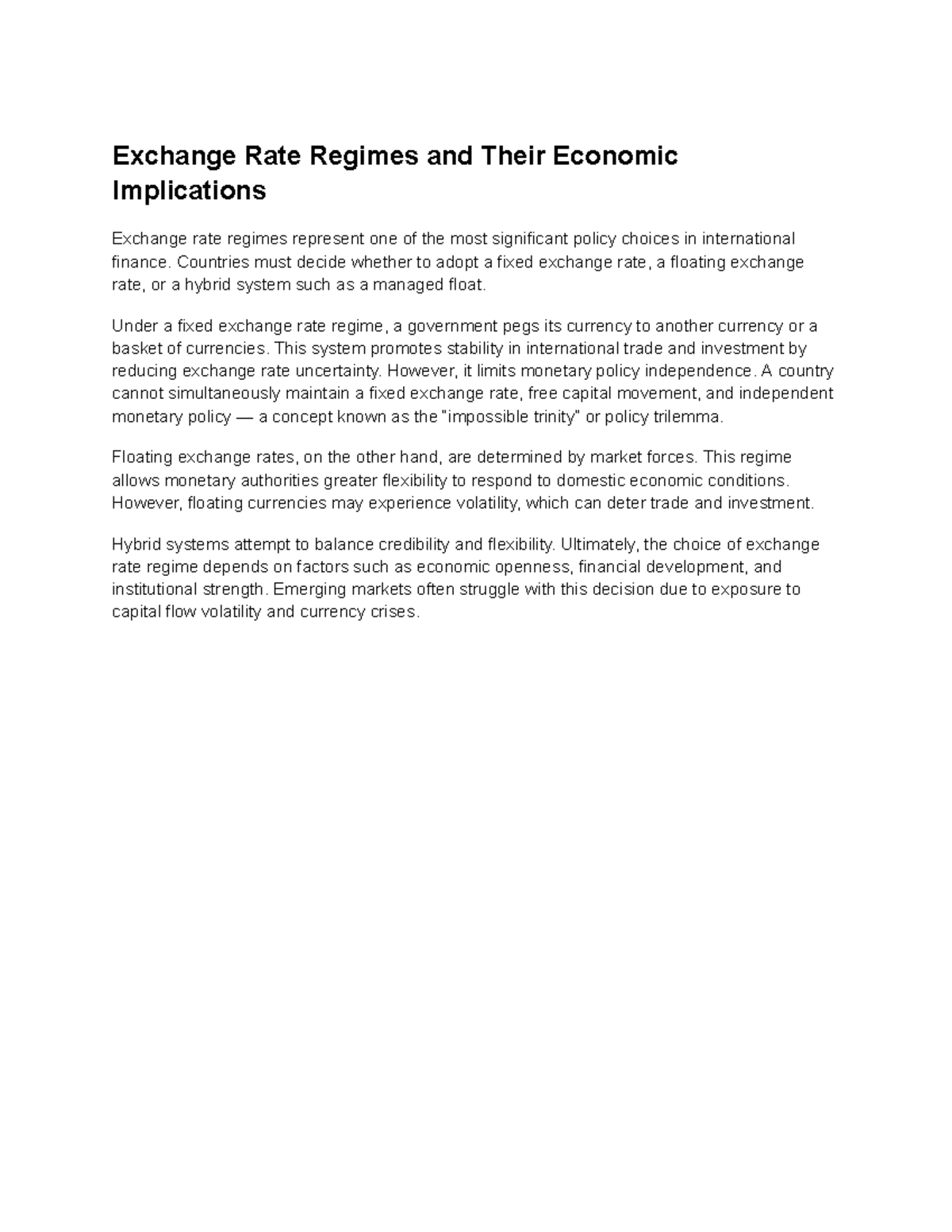 Exchange Rate Regimes & Economic Implications: A Comprehensive Overview ...