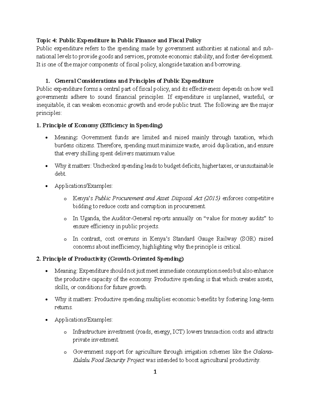 Topic 4: Public Expenditure in Fiscal Policy - Revision Notes - Studocu