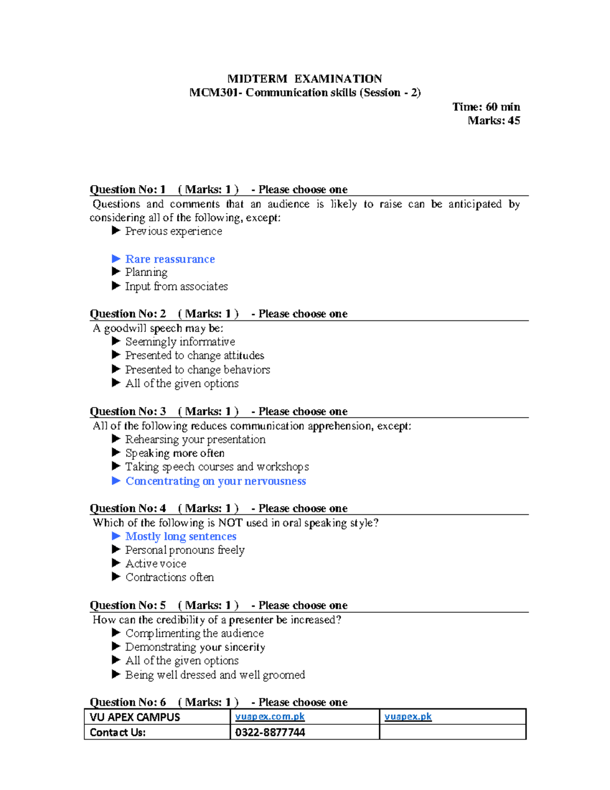 MCM301-Midterm MCQ - easy to learn - VU APEX CAMPUS vuapex.com vuapex ...