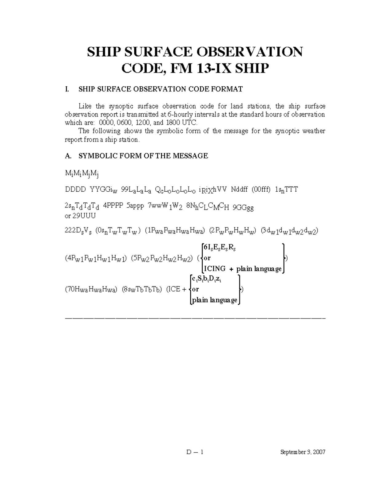 Ship Surface Observation Code (FM 13-IX) Analysis Guide - Studocu