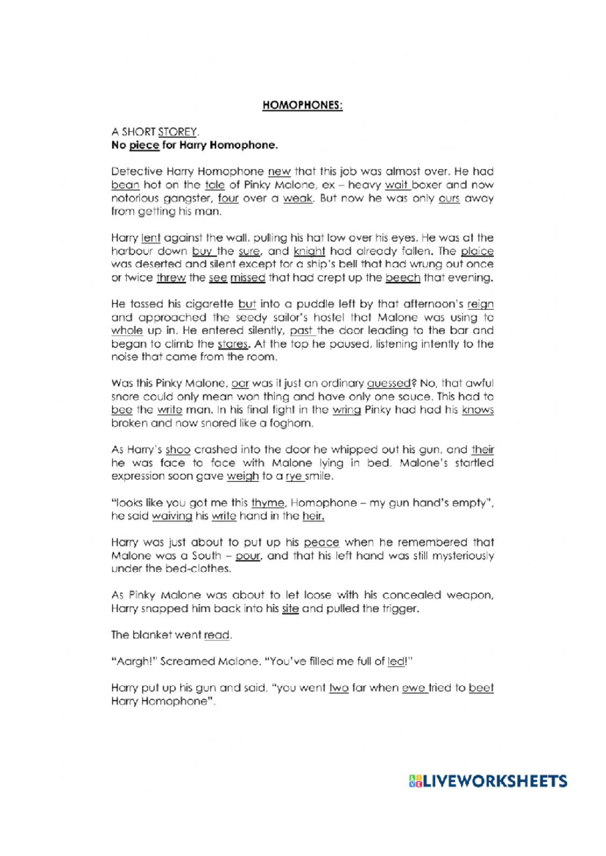 Correcting Spelling Errors in "HOMOPHONES: A SHORT STORY ...
