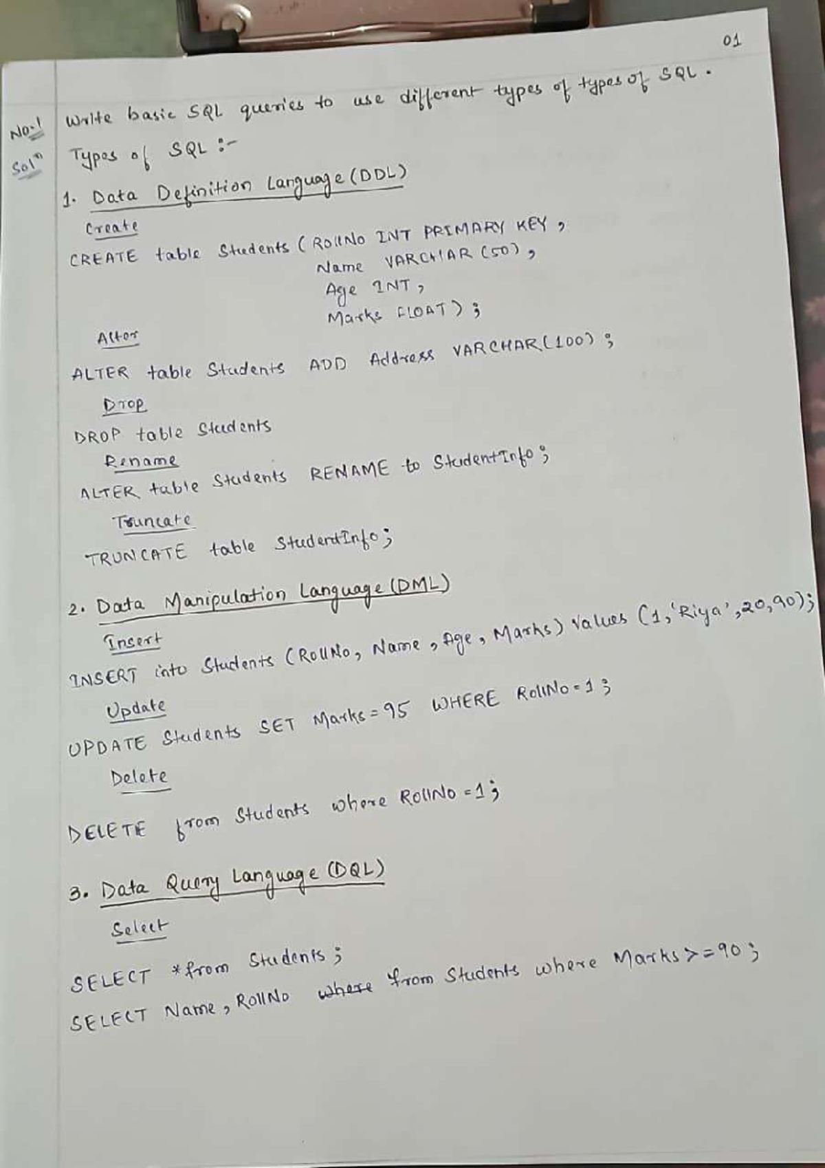 SQL Queries and Commands: A Comprehensive Guide (DB101) - Studocu