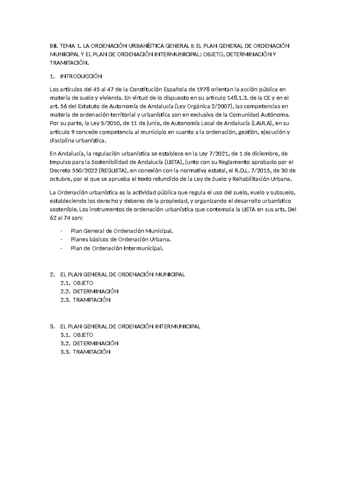 BII. T1.- ORD. URB. I - Introducción al Plan General de Ordenación ...