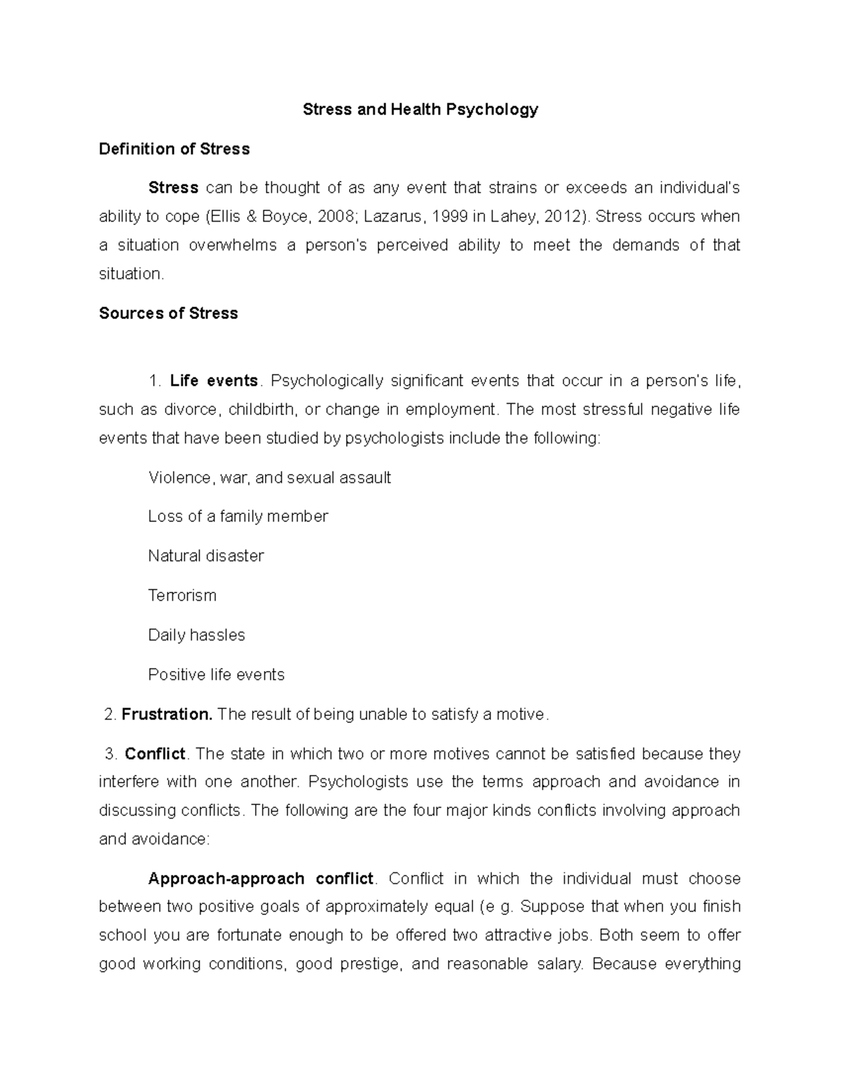 Lecture Notes - General Psychology [ Stress AND Health Psychology ...