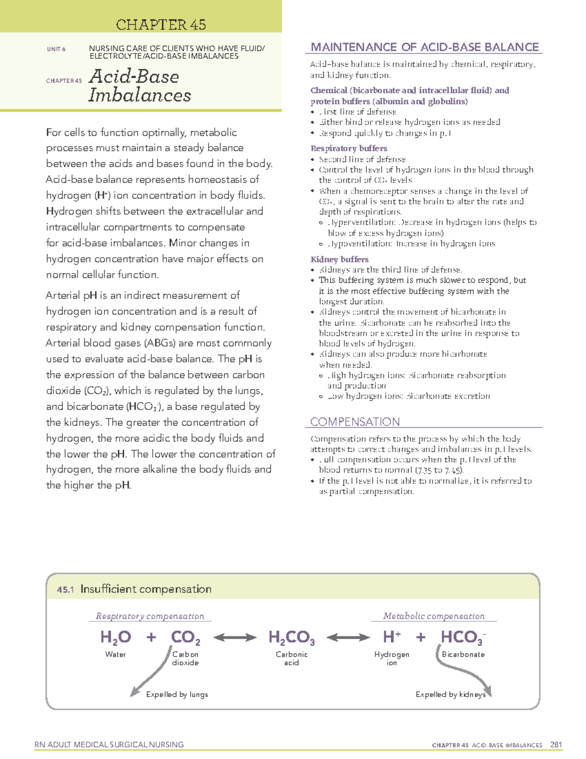 Acid‑Base Imbalance - RN ADULT MEDICAL SURGICAL NURSING CHAPTER 45 Acid ...