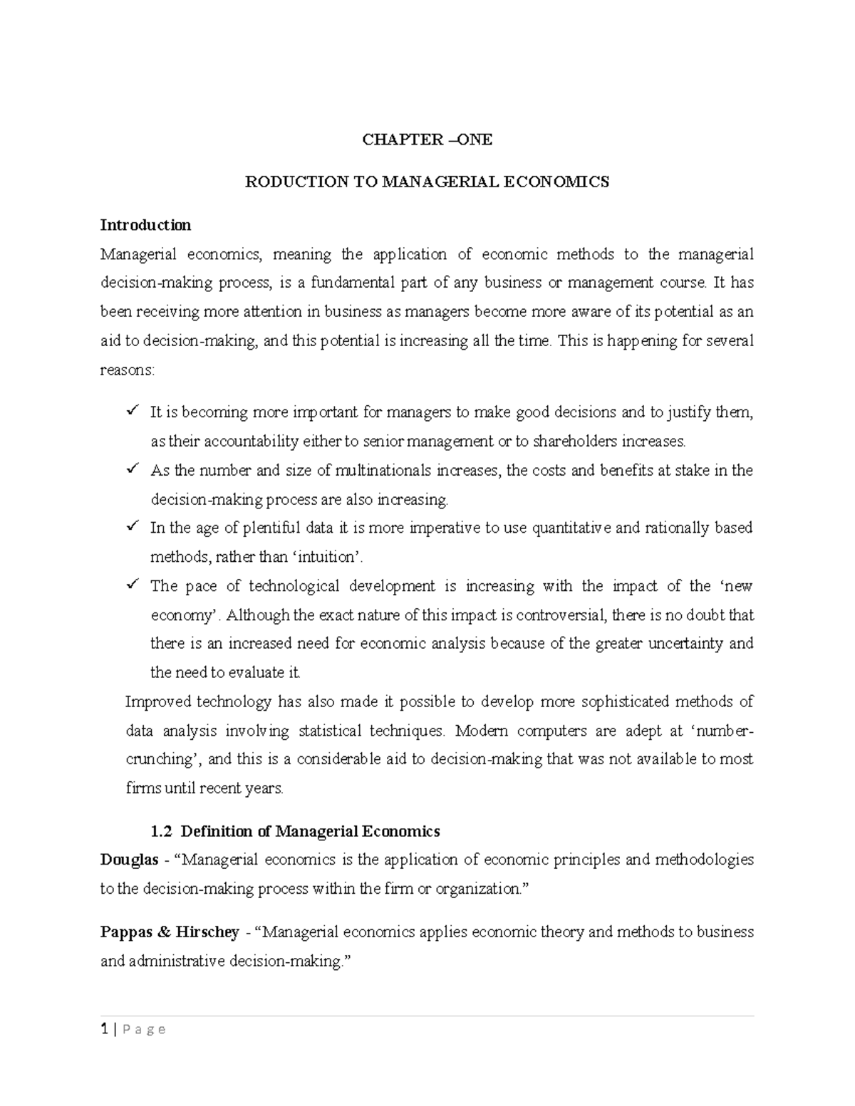 Managerial Economics (Economics 101) Comprehensive Study Notes - Studocu