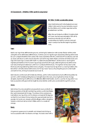 AQA 25 out of 25 Example - Coursework - Analysis Section Strength one- Fitness component: Speed ...