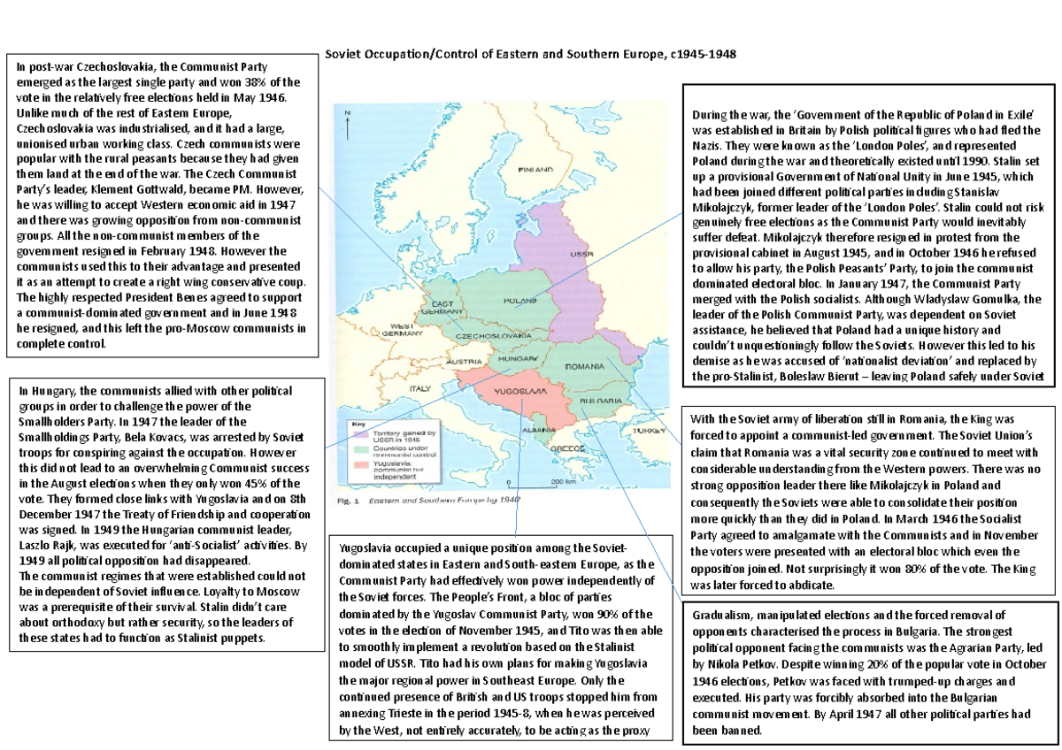Soviet Domination of Europe Map - Soviet Occupation/Control of Eastern ...