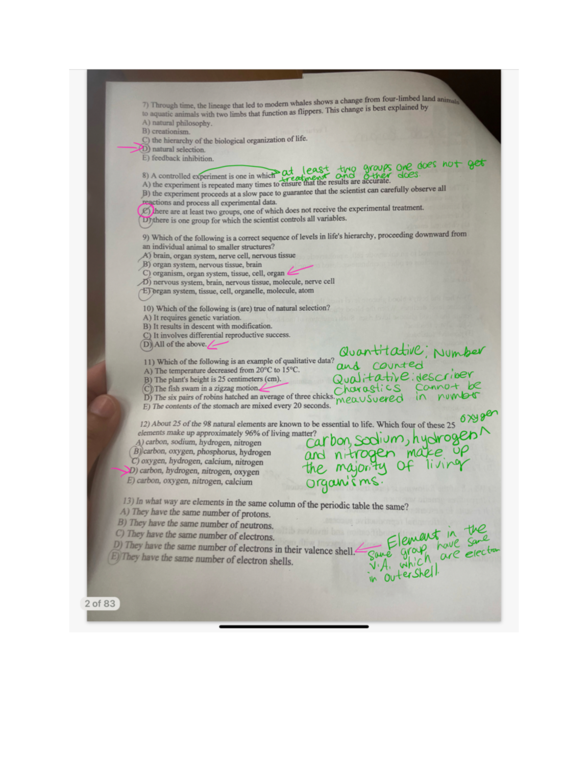 Biology 210 exam 1 - The correct answers are in pink but please double ...