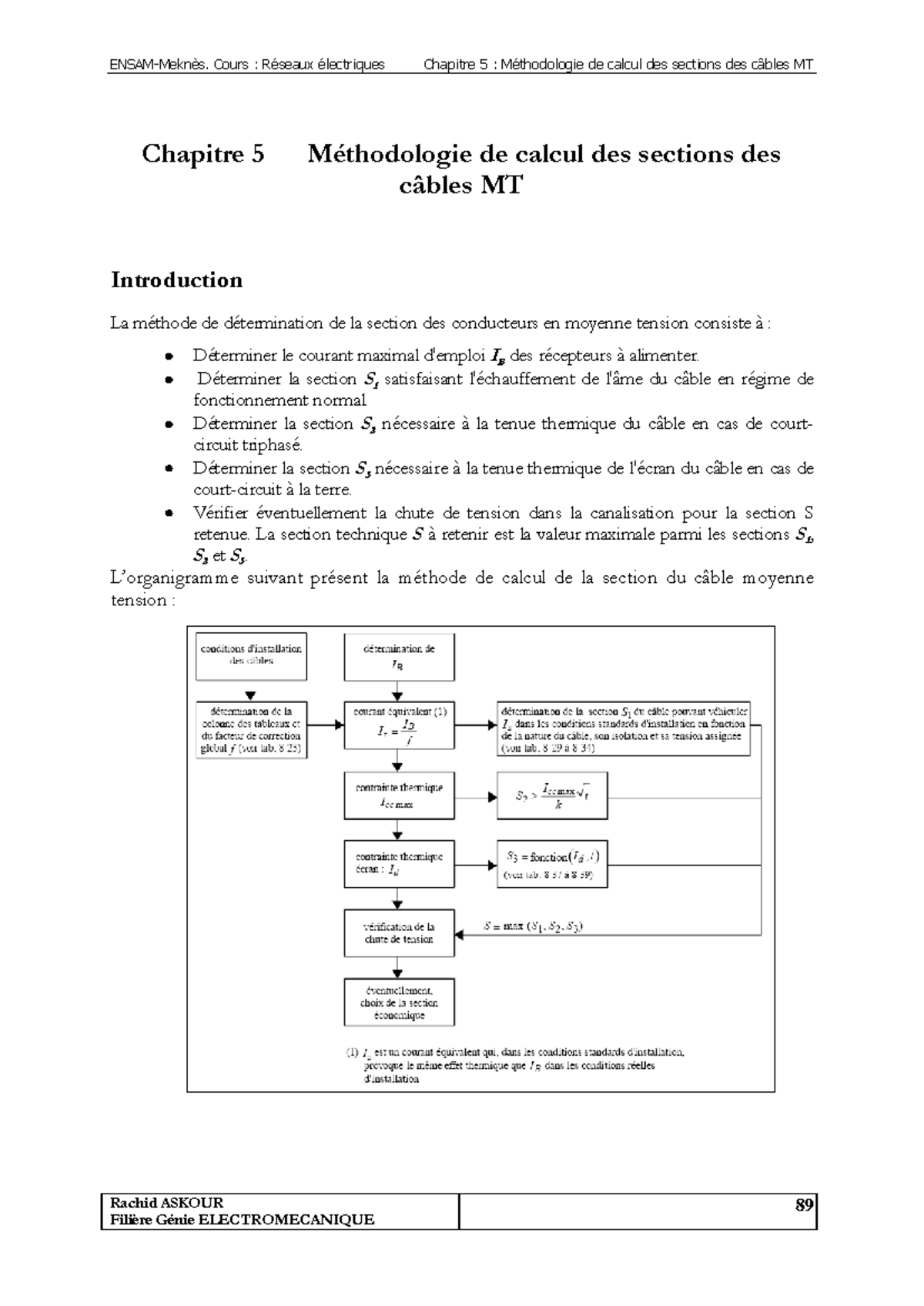 Chapitre 5: Méthodologie de Calcul des Sections des Câbles MT - Studocu